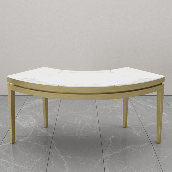TBL010 Curved Metal Table with Marble Top – Custev Fixture